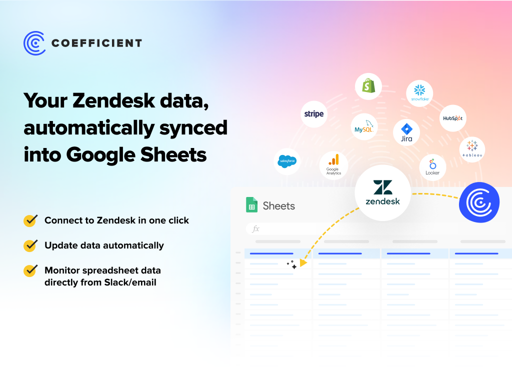 Google Sheets Connector by Coefficient App Integration with Zendesk Support